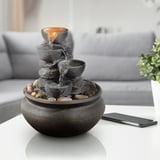 Peaktop - Table top fountain with LED light- Stone Grey - Walmart.com