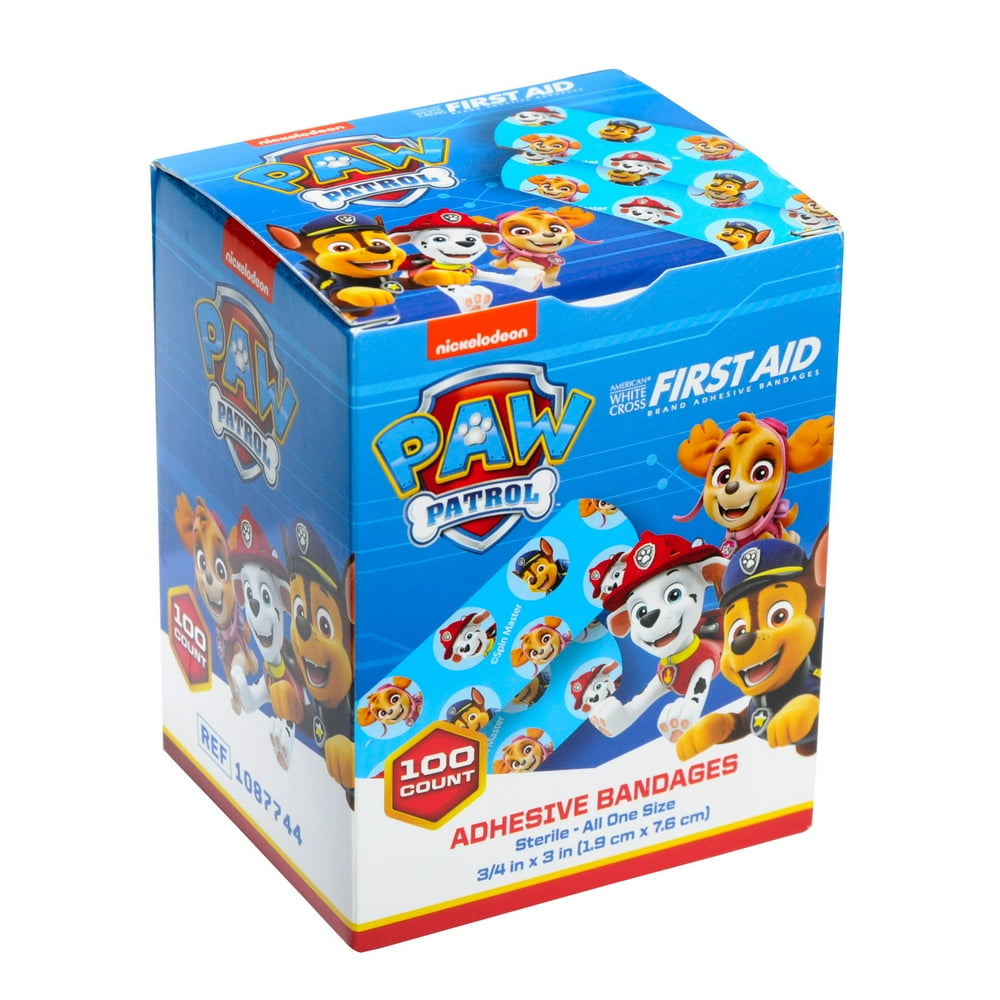 White Cross First Aid Paw Patrol Sterile Plastic Adhesive Bandages 3/4 ...