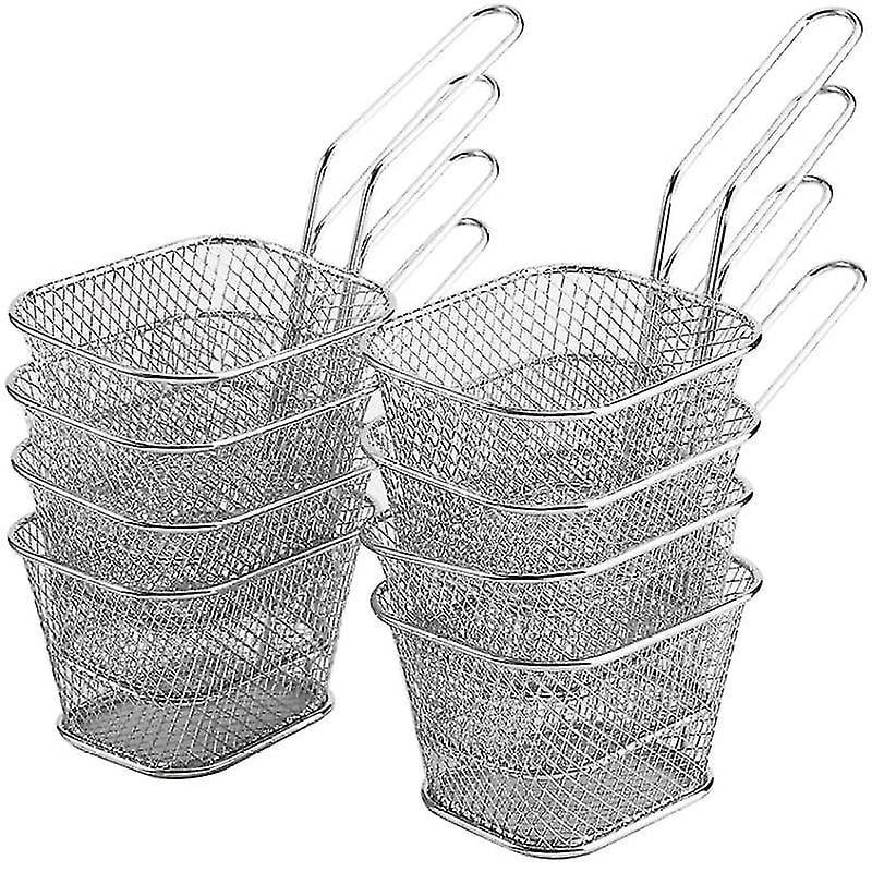 Mini Chip Serving Frying Baskets With Handle 8pcs Stainless Steel ...