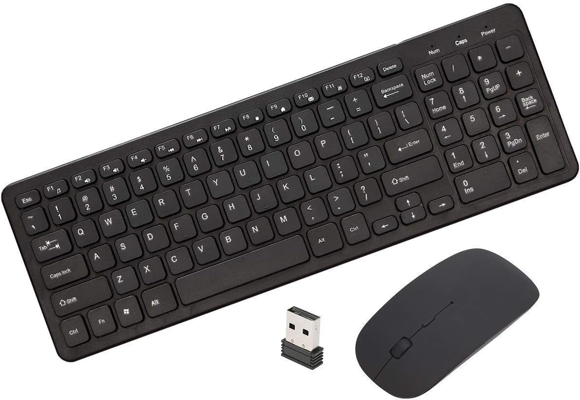 LINLIN Wireless Keyboard and Mouse Combo,Quiet 2.4G Full-Size Keyboard ...