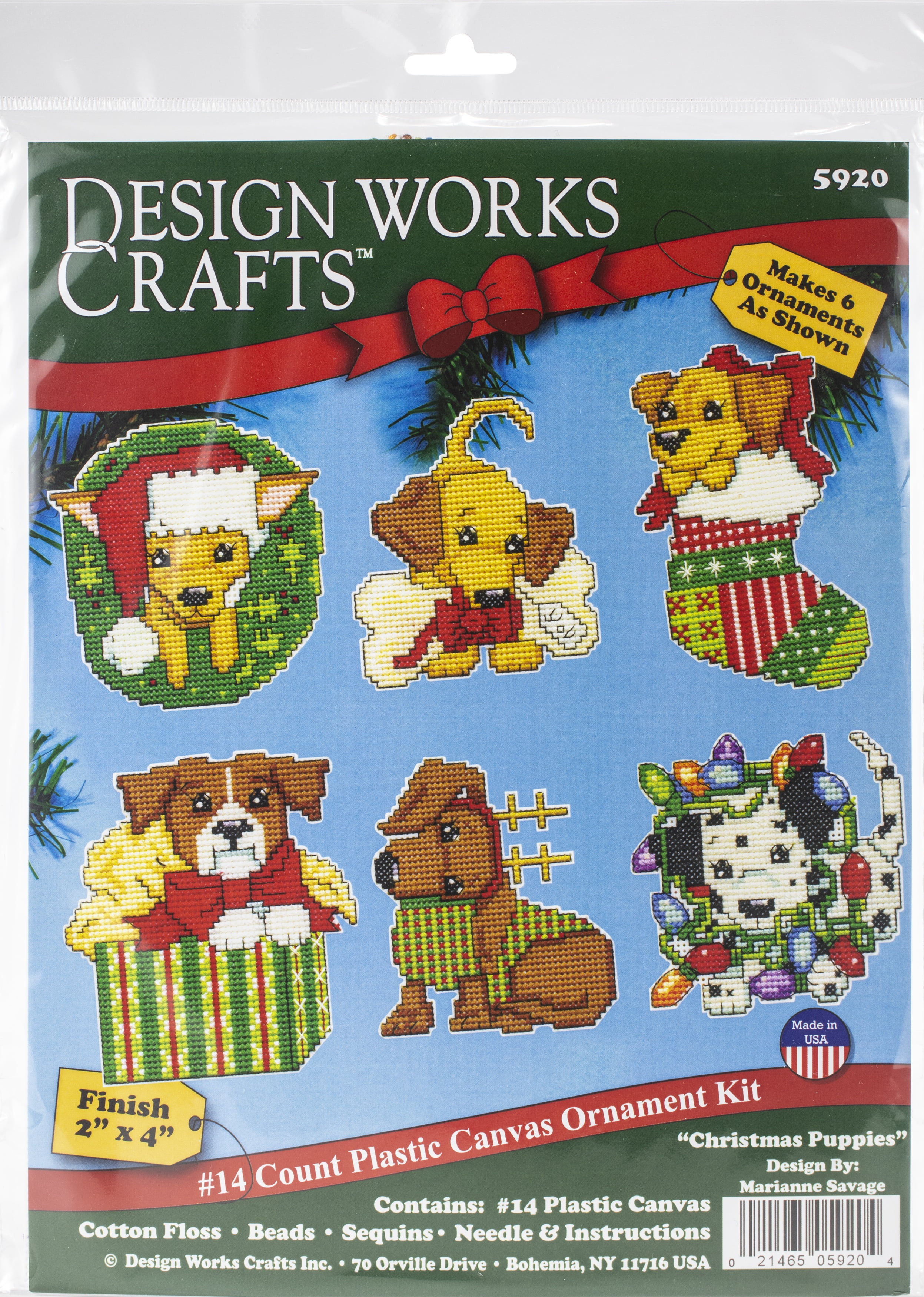Design Works Plastic Canvas Ornament Kit 3"X4" Set Of 6-Christmas Pups ...