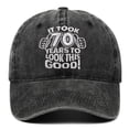 70th birthday gift embroidered baseball cap, pure cotton distressed ...