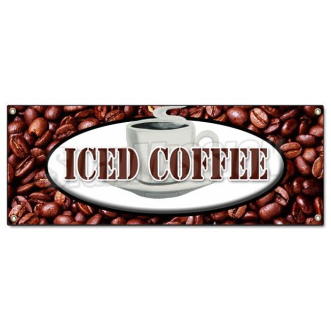 SignMission B-Iced Coffee Iced Coffee Banner Sign - Fresh Brewed Cold ...