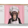 Chef Chimpanzee Cabinet Curtains 11" W x 13" L Animal Pink Background ...