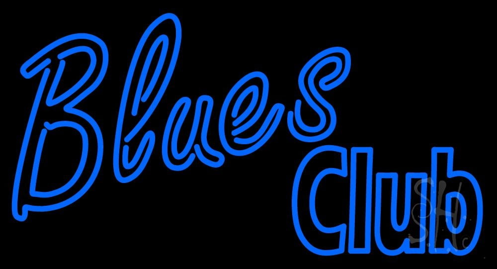 Blues Club LED Neon Sign 13" Tall x 24" Wide - inches Black Square Cut ...