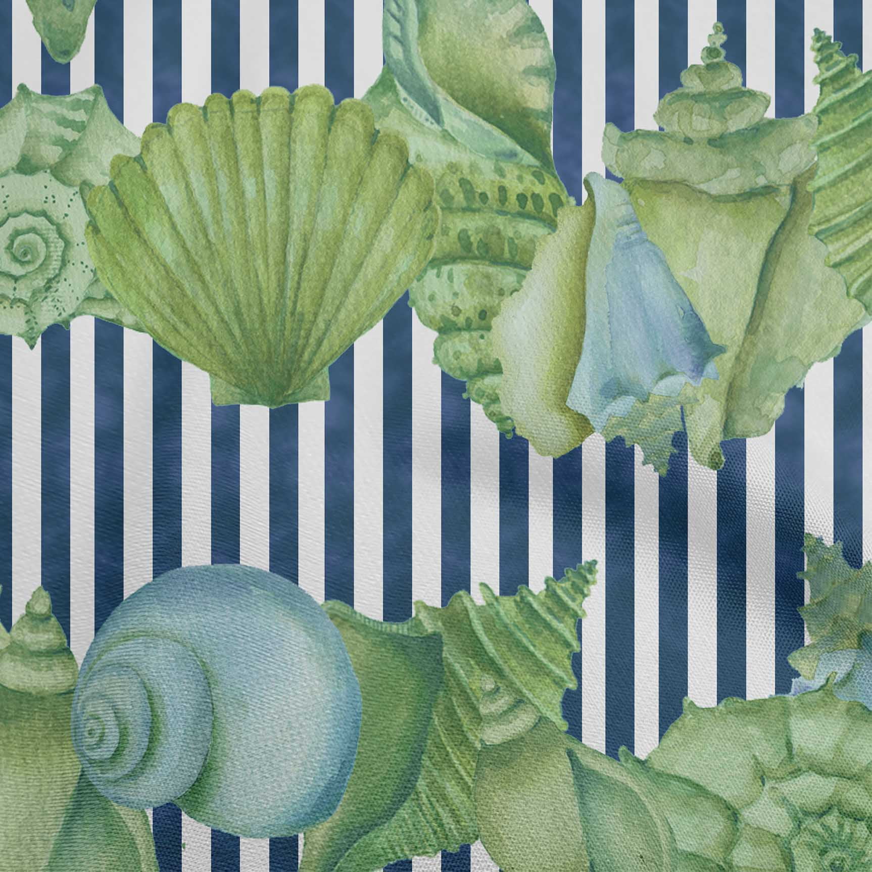 oneOone Georgette Viscose Green Fabric Sea Shells Ocean Fabric For ...