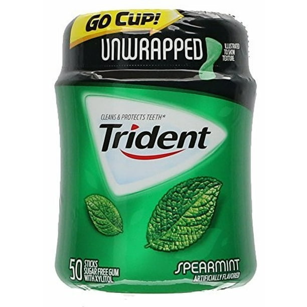 Trident Unwrapped Spearmint Sugar Free Gum 50 Piece Bottle Walmart