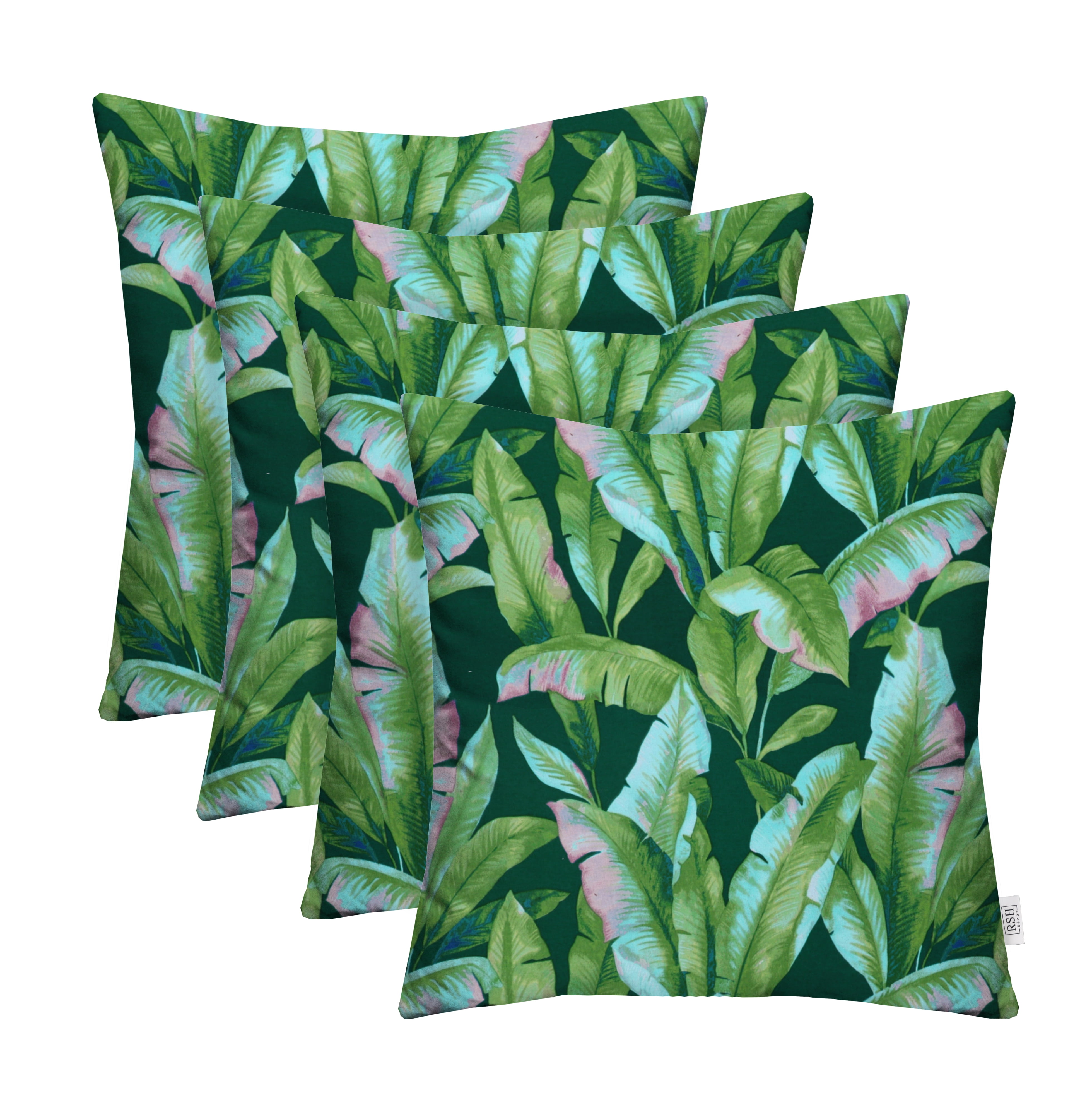 RSH Décor Indoor Outdoor Set of 4 Pillows, 20" x 20", Mekko Emerald ...