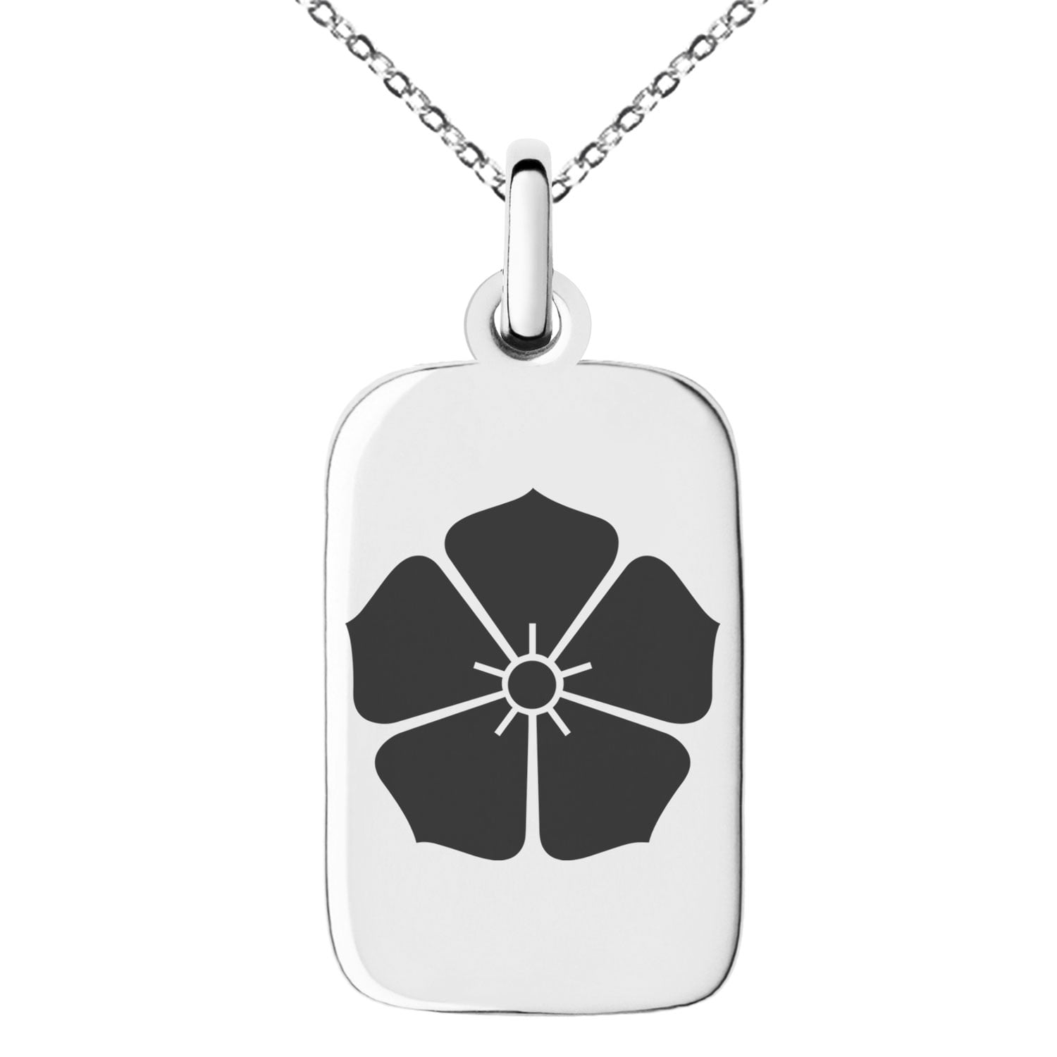 Stainless Steel Akechi Samurai Crest Engraved Small Rectangle Dog Tag ...