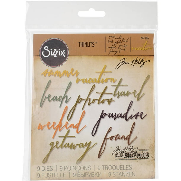 Sizzix Thinlits Dies By Tim Holtz, 9pk, Vacation Words Handwritten - Walmart.com