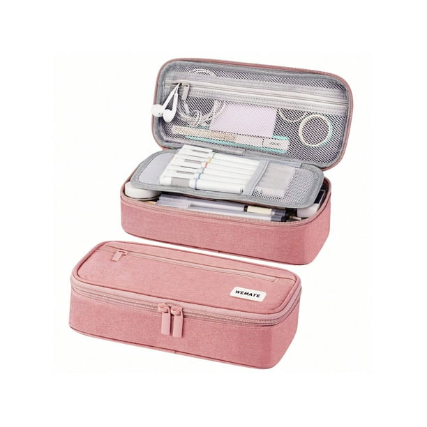 Large pencil case pencil pouch with zipper compartments aesthetic pencil case for adults stationery pouch pen case for office suitable for junior high