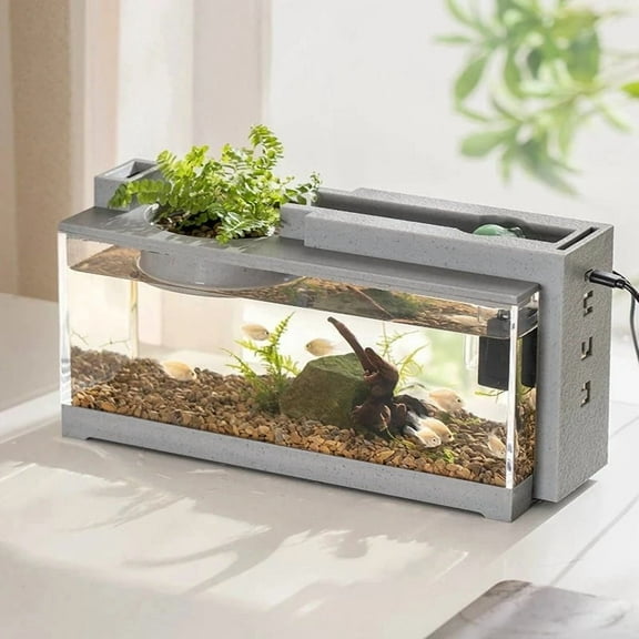 Glass Fish Aquarium Living Room Office Desktop Small Cylindrical ...