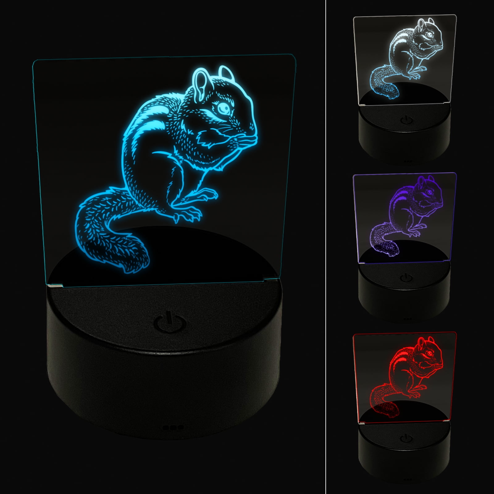 Nibbling Chipmunk LED Night Light Sign 3D Illusion Desk Nightstand Lamp ...