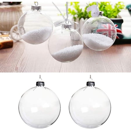 5 Pcs-clear Round Glass Christmas Tree Baubles Spheres Ornaments ...
