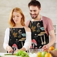 Red Mushroom Flower Black Apron-Garden Aprons for Women with Pockets ...
