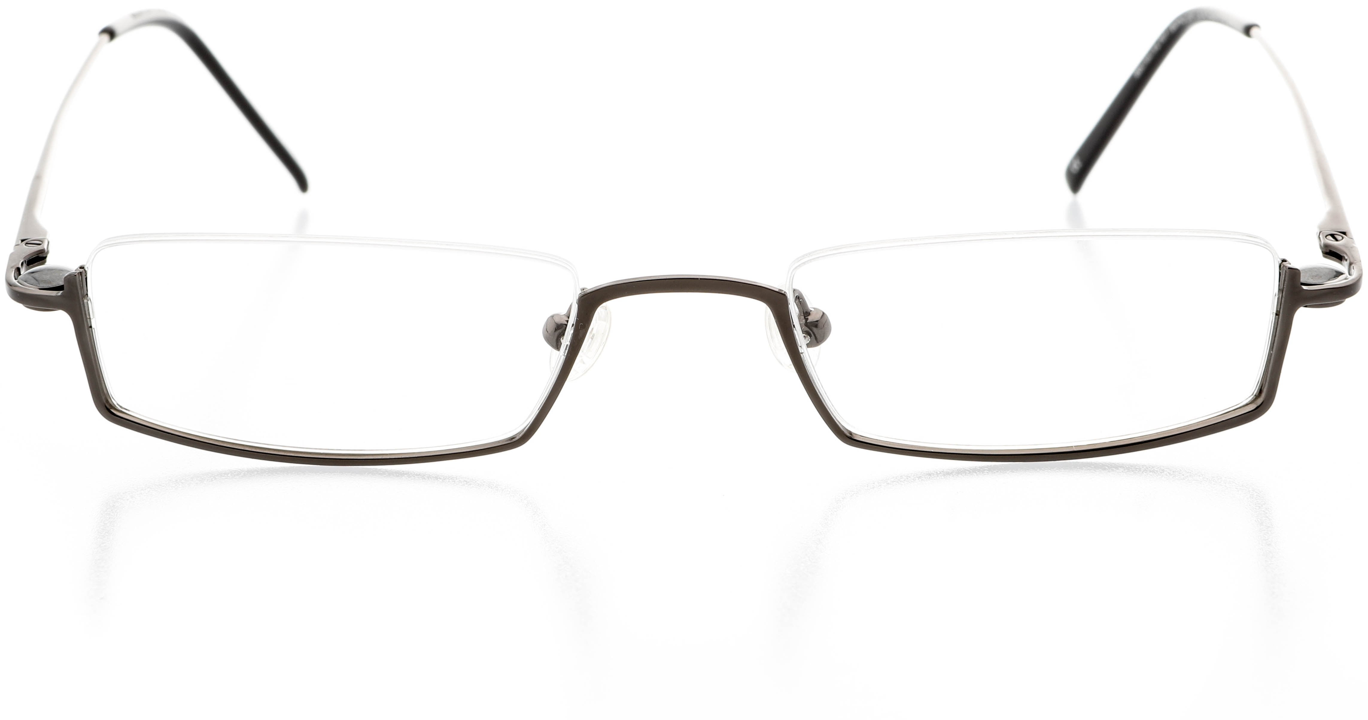 Unisex Optical Eyewear - Rectangle Shape, Metal Half Rim, Shiny ...