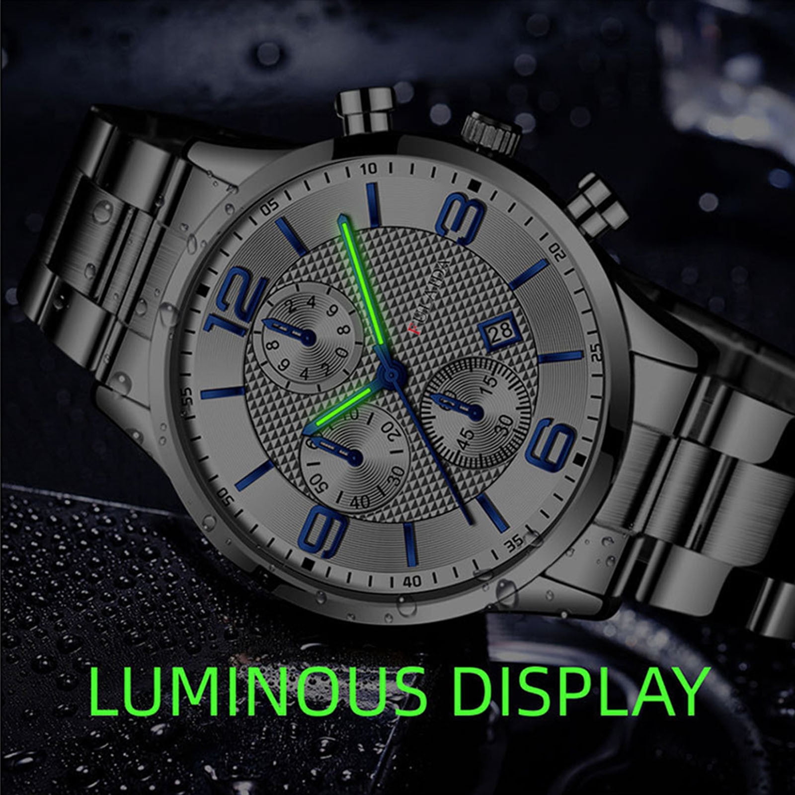 Watches for Men Fashion Sport Stainless Steel Case Steel Band Quartz ...
