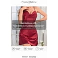 DAPRZIY Summer Solid Silk Stain V-neck Nightgown Women's Sleepwear ...