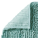 Mainstays Textured Chenille High-Low Noodle Bath Rug Set, Blue, 17x24 ...