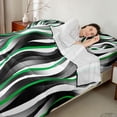 Manfei Wavy Stripe Bed Sheets,, Green Black White Fuul Size Sheets ...