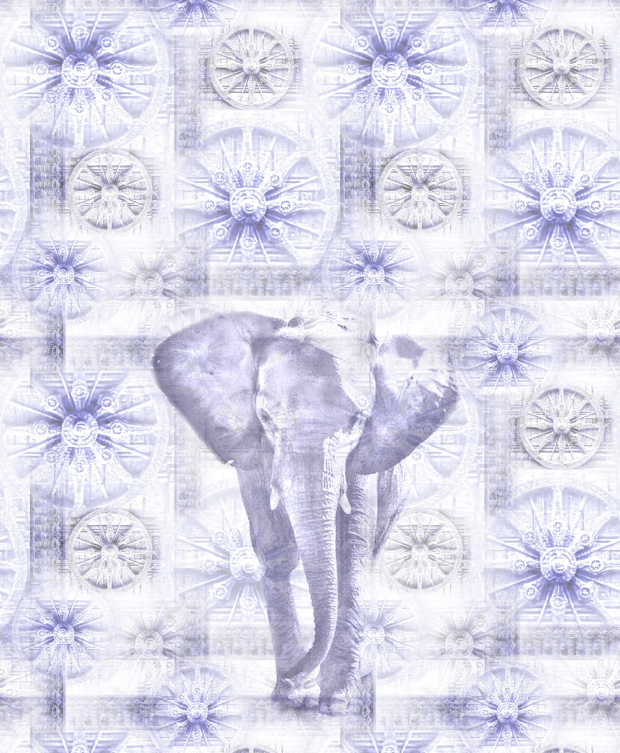 Soimoi Satin Silk Fabric Elephant & Wheel Panel Print Fabric by the ...