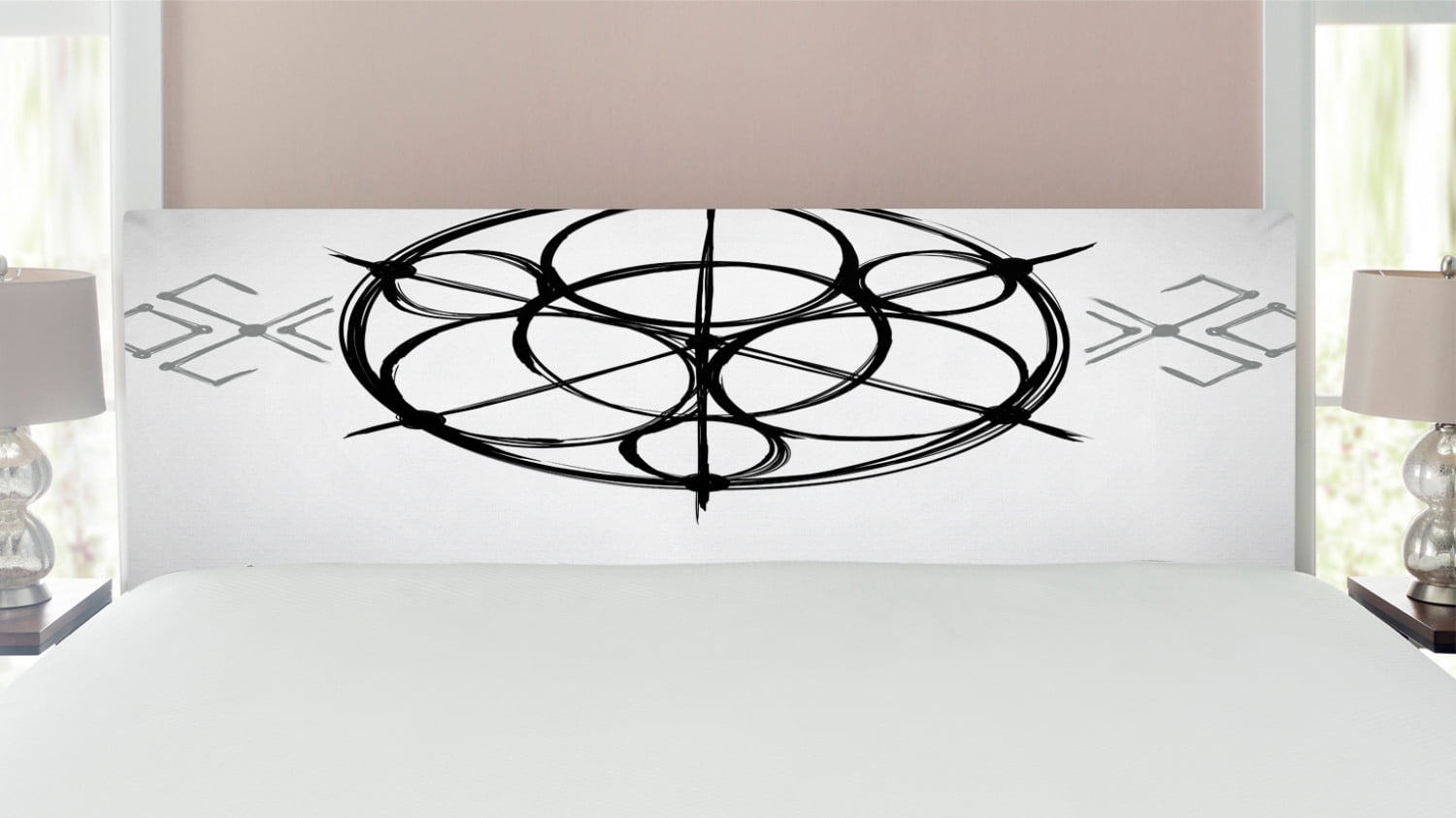 Geometry Headboard, Sketchy Geometric Plan with Swirled Spiral Origins ...