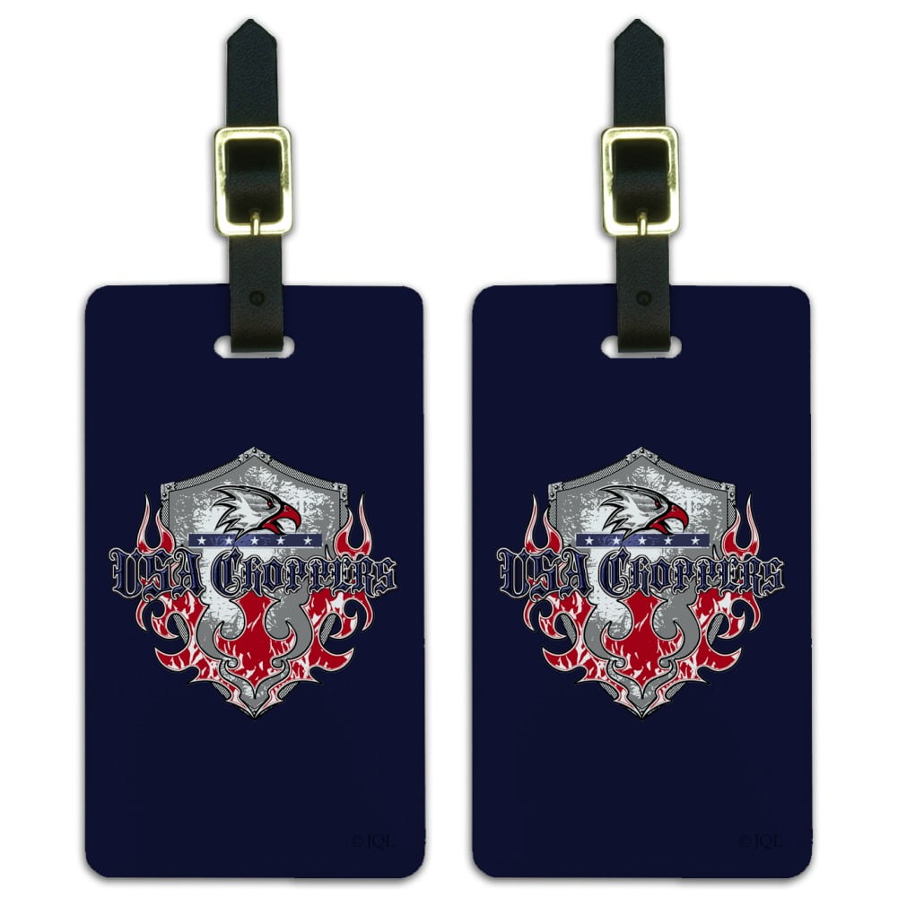 USA Choppers Shield Flames Eagle American Motorcycle Biker Luggage ID ...