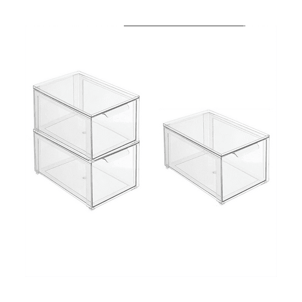 Stackable Clear Plastic Organizer Drawers 3 Piece Set Organize ...