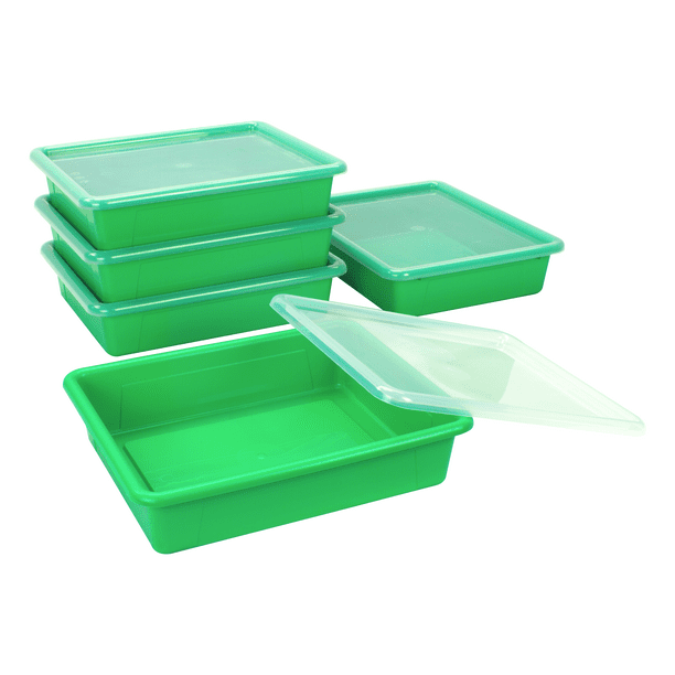 Storex Plastic Storage Tray with Lid, Letter-size Paper Sorter, Green ...