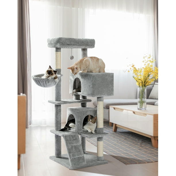PAWZ Road 56.3"/143cm Large Cat Tree for Indoor Cats Multi-Level Cat ...