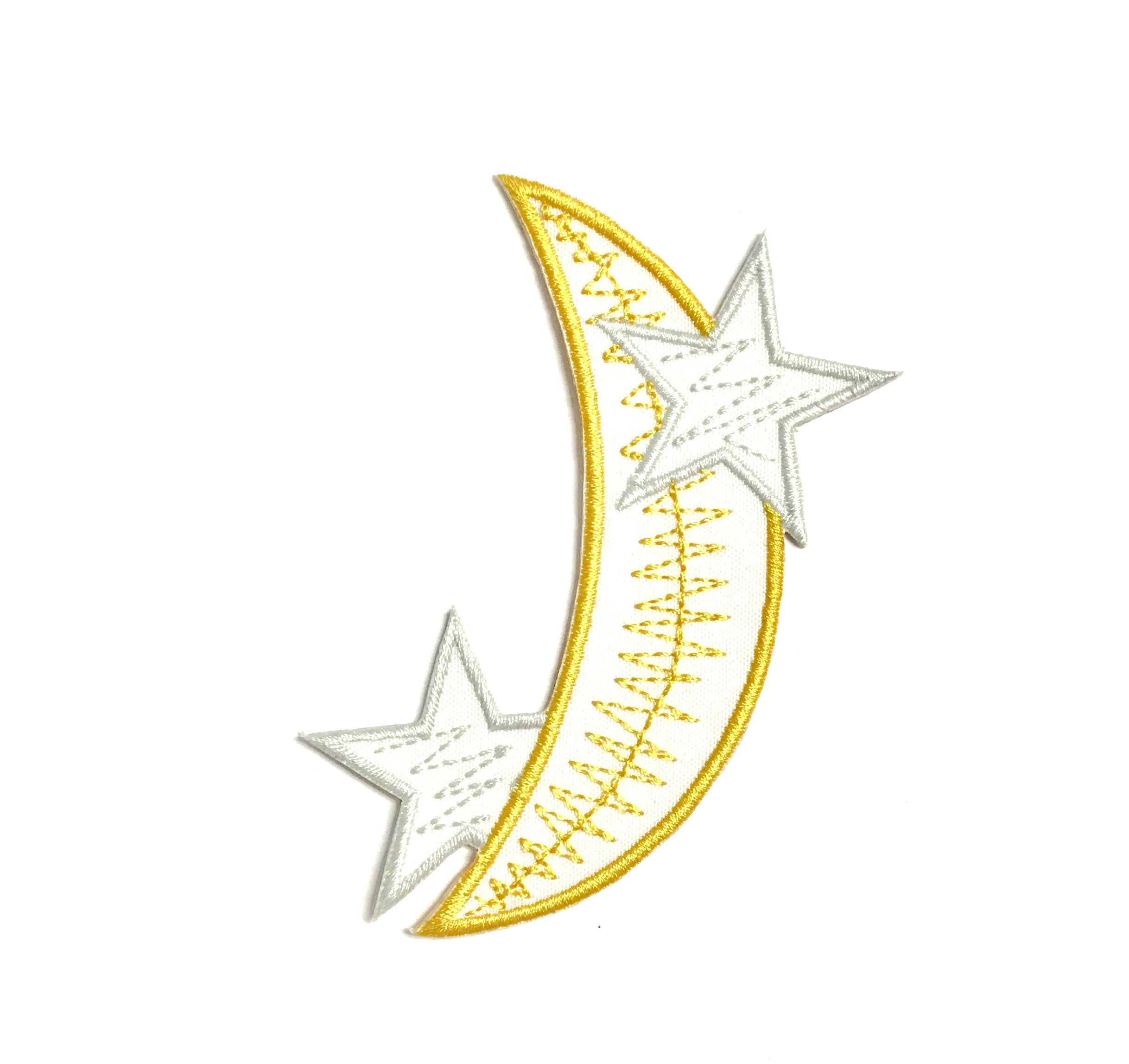 Large 4" Crescent Moon and Stars - Celestial - Iron on Applique ...