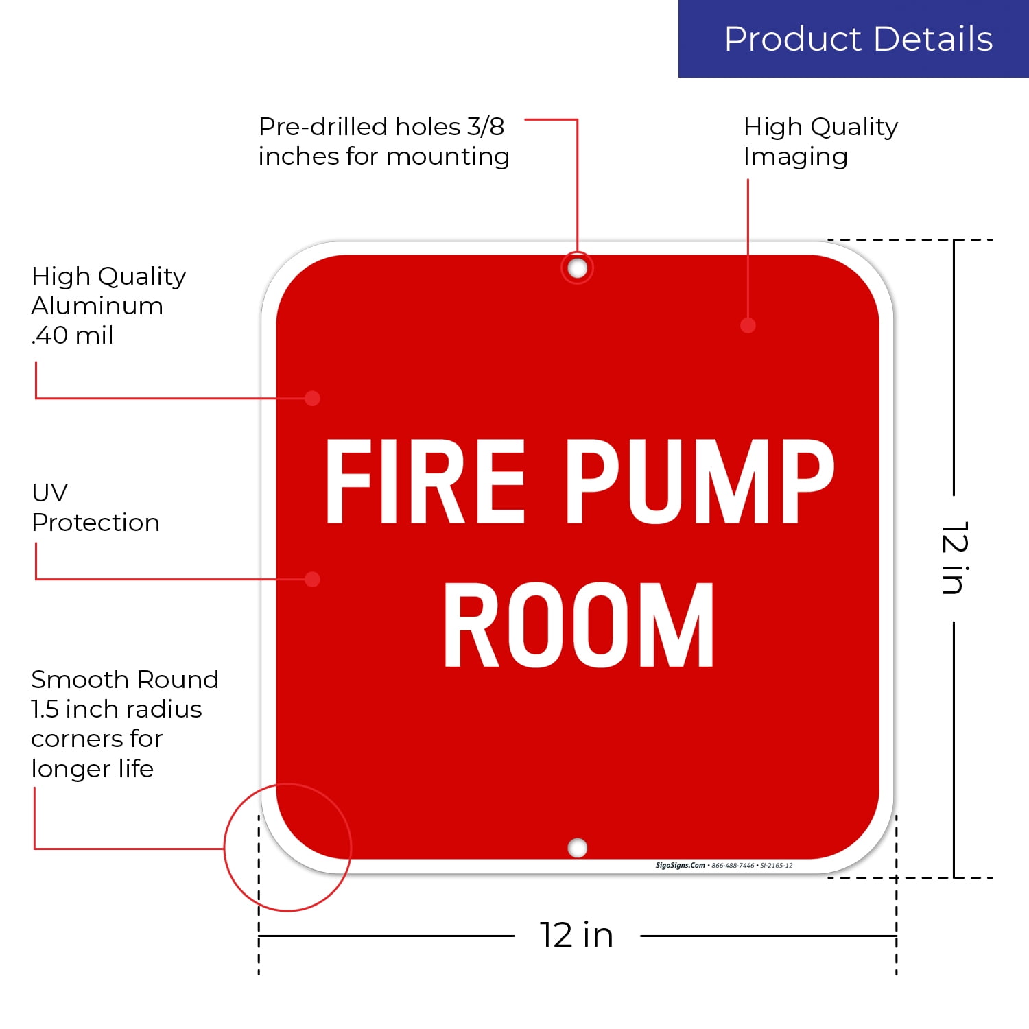 Square Yellow Red Fire Pump Room Sign Board, 12 Mm, 46% OFF