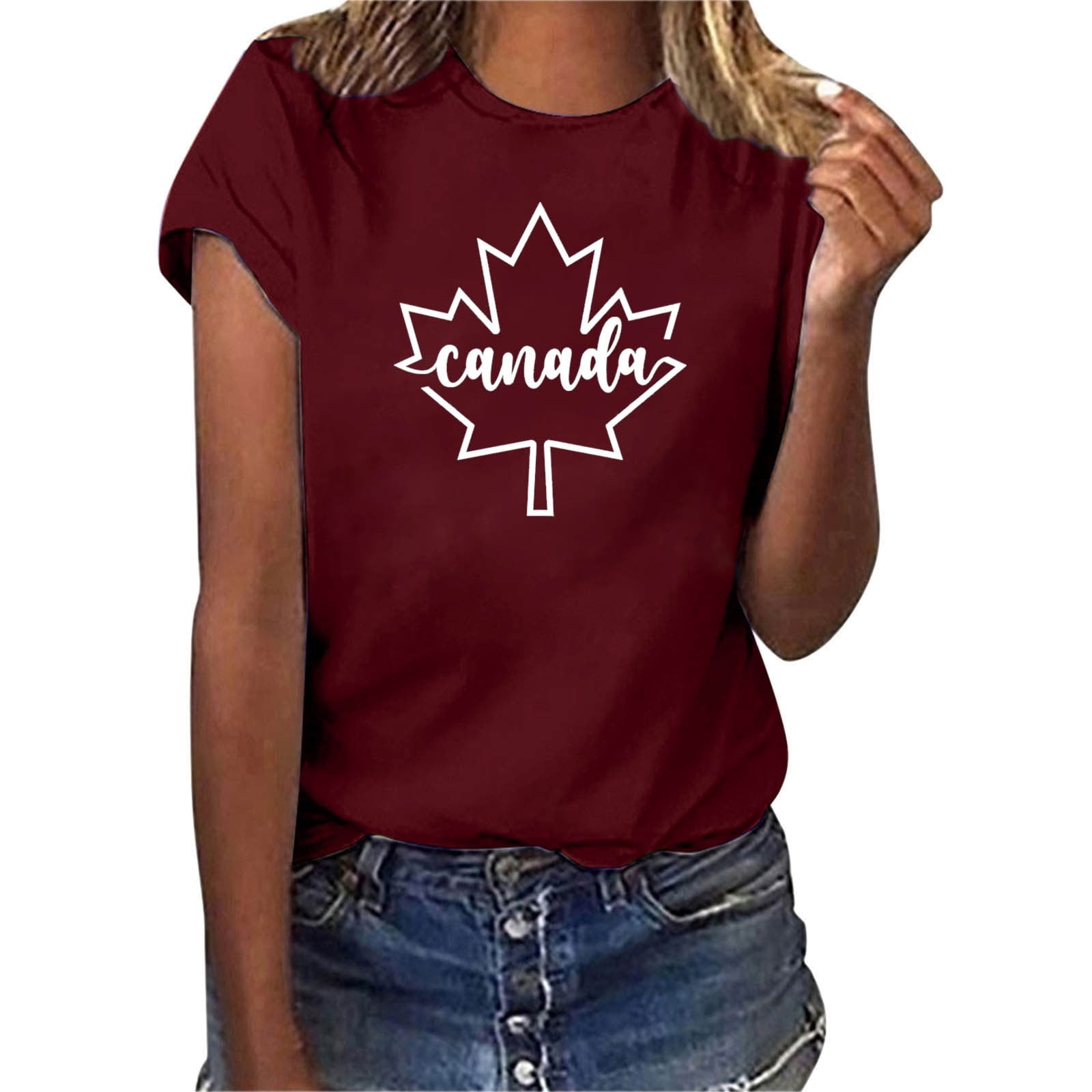 Click here for Povozer Womens Canada Shirts Canada Day Flag Short... prices