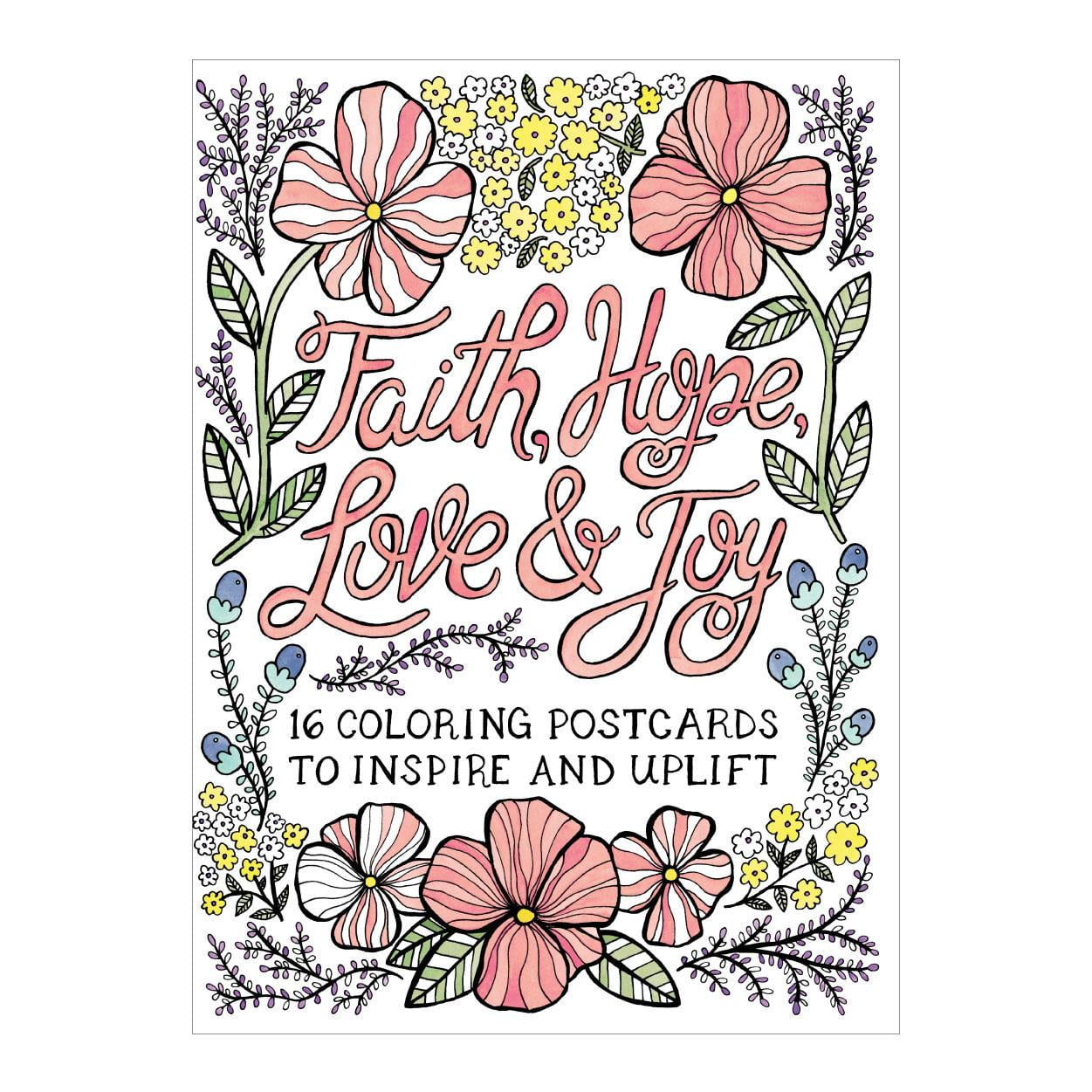 Faith Hope Love & Joy Coloring Postcards - Walmart.com - Walmart.com