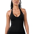 Bwomeauty V Neck Tank Top for Women Backless Padded Tank Cami Tops Slim ...