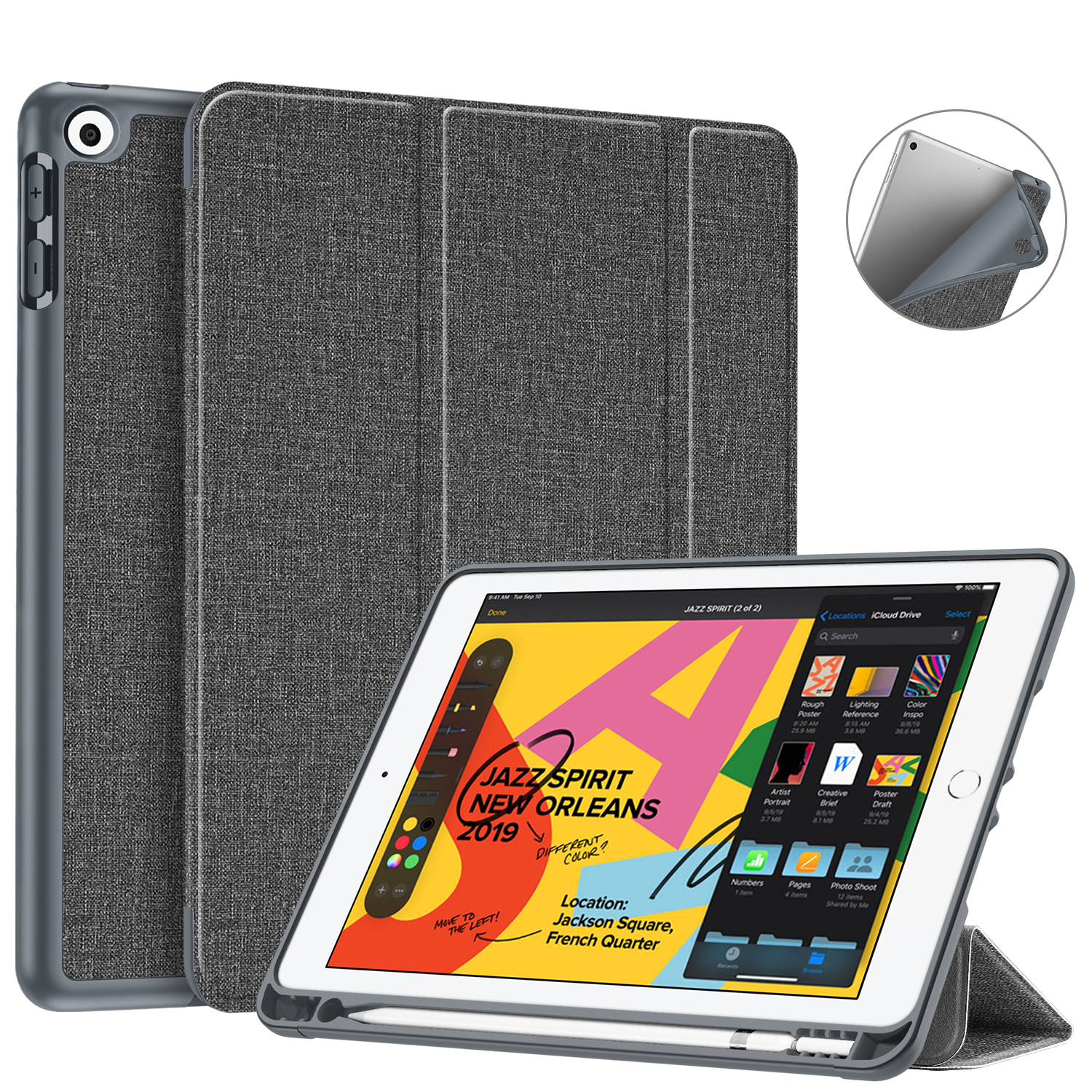 Fintie for iPad 10.2 Case with Pencil Holder - Soft TPU Back Cover for ...