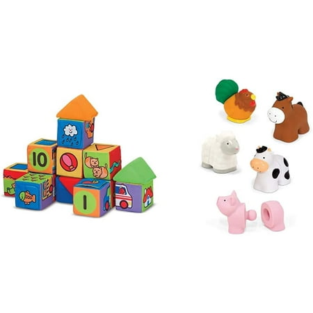 AIMTYD Match & Build Blocks & Pop Blocs Farm Animals Match & Build Soft ...