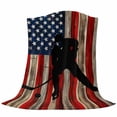 American Flag Fleece Throw Blanket Blue Red USA Flag Retro Hockey Star ...