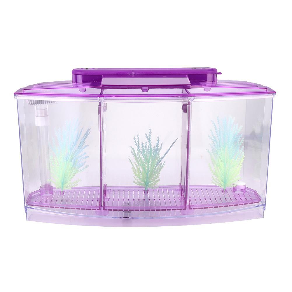 Tebru Fish Tank, Desktop Small Aquarium, For Betta With LED Light For ...