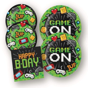 Video Game Party Supplies,128pcs Video Game Party Tableware Set - Video ...