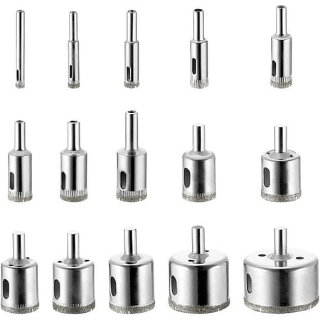 TILIYHELLO 15PCS Tile Hole Saw Diamond Holesaw Drill Bit Set Extractor ...