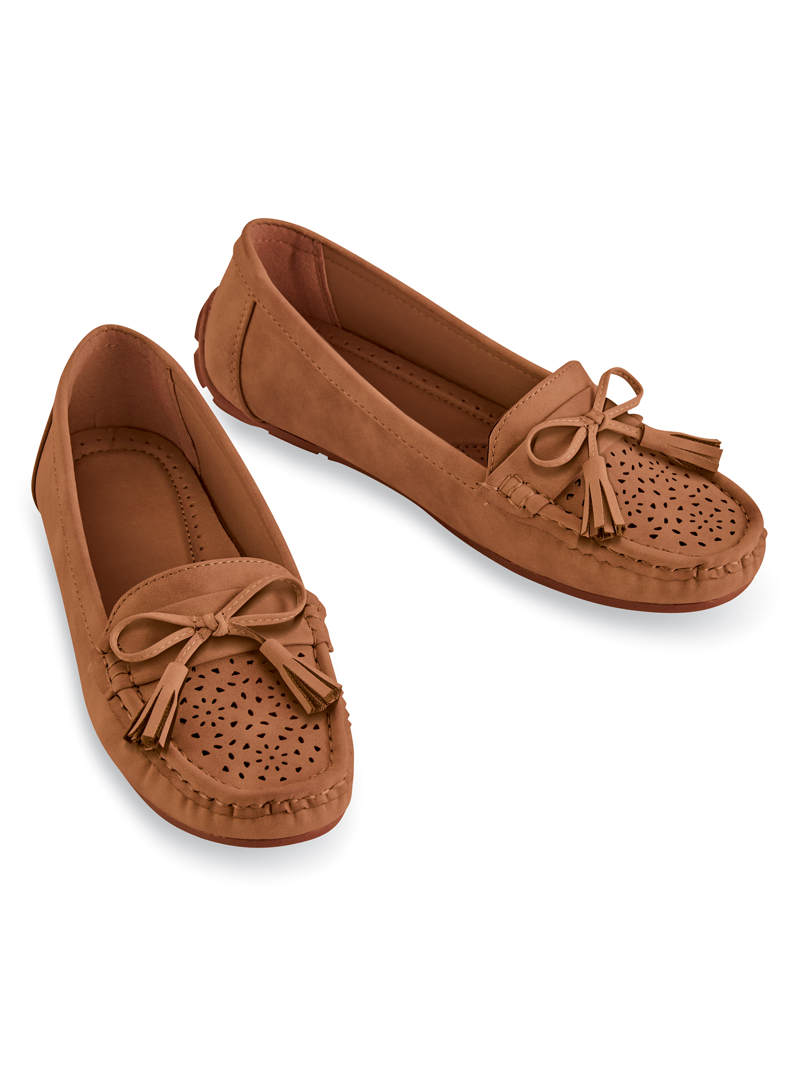Collections Etc Decorative Tassel Laced Slip-On Moccasin Slippers | Cut ...