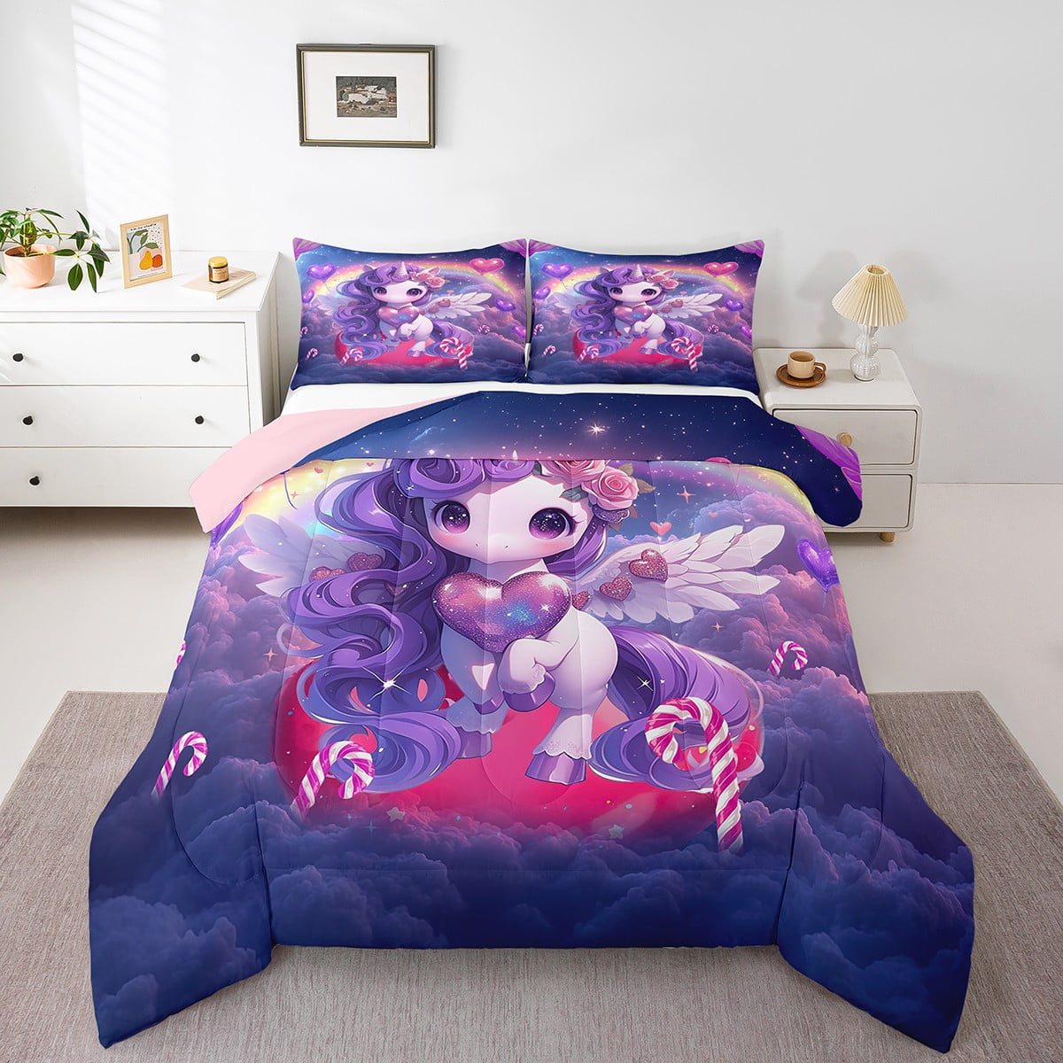 Click here for Erosebridal Kids Cartoon Unicorn Comforter Sets To... prices