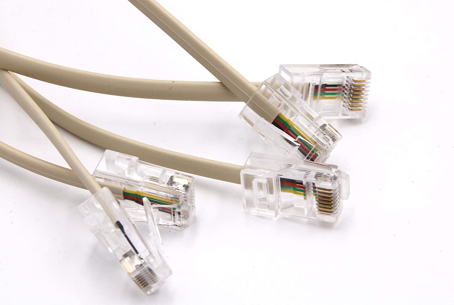 Beige RJ45 8P4C Male Jack Plug Cord to RJ11 6P4C Female Telephone ...