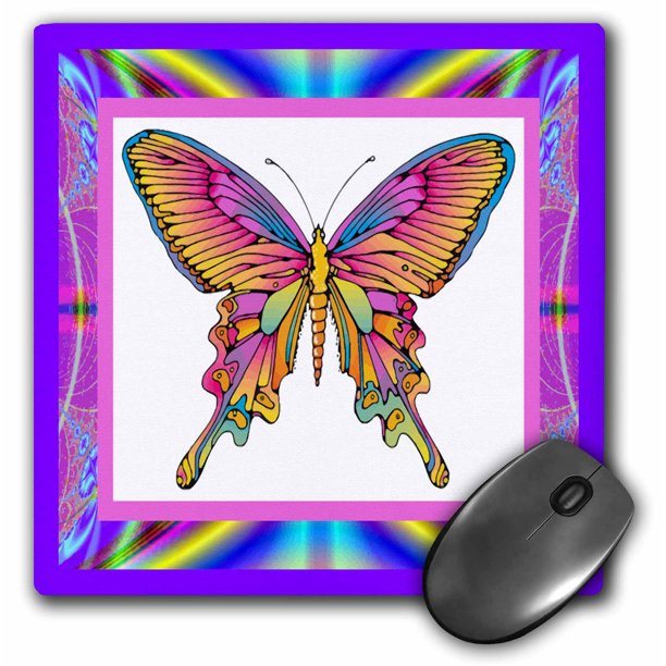 3dRose Psychedelic Butterfly, Mouse Pad, 8 by 8 inches - Walmart.com
