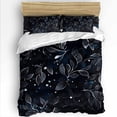 Black Leaves Twin Duvet Cover Set, Abstract Art White Dots Silhouette ...