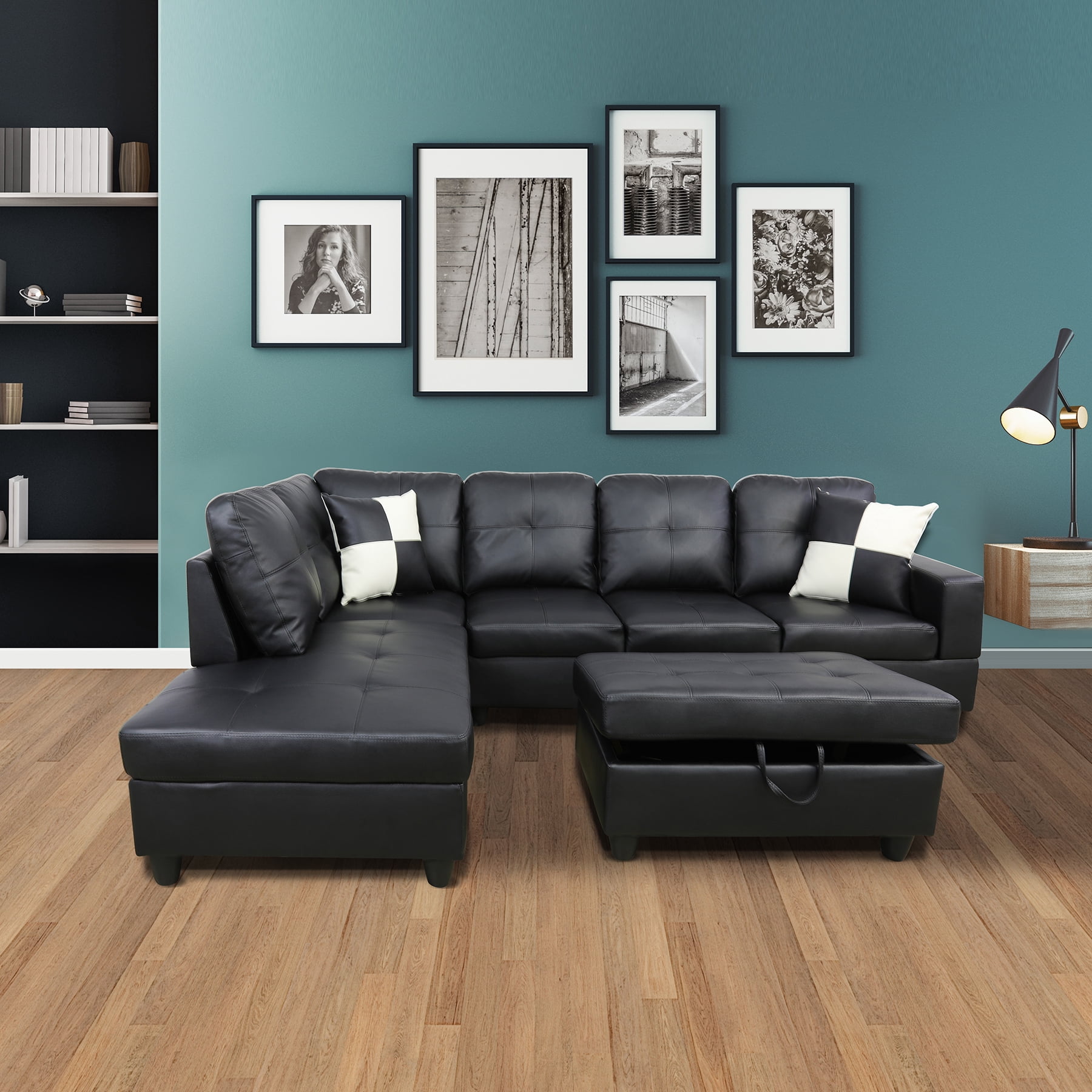 Sam Left Hand Sectional Sofa Set with ottoman - Walmart.com