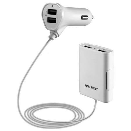 HSC-600 Original 4.8A 4 Port USB Extension Cable Car Charger Universal ...