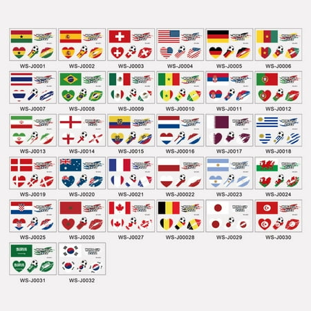 2022 Qatar World Cup Face Flag Stickerstemporary Tattoos National Flag ...