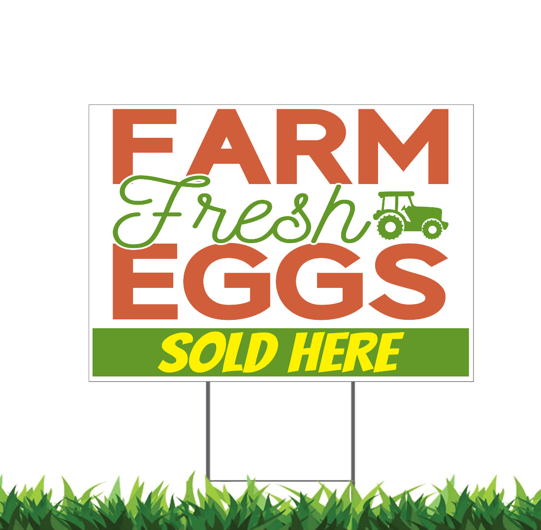 Farm Fresh Eggs Sold Here Yard Sign, 18x12, 24x18, 36x24, H-Stake ...